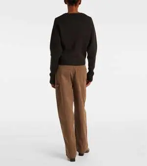 LEMAIRE Ribbed-knit Cardigan - Brown