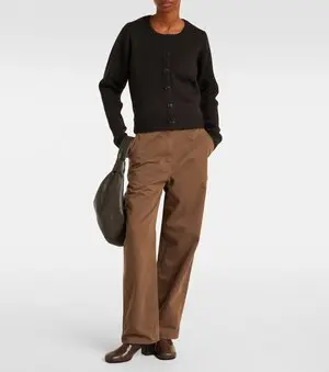 LEMAIRE Ribbed-knit Cardigan - Brown