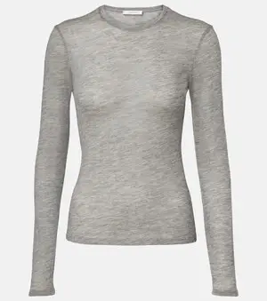 THE ROW Iverness Knitted Cashmere Top - Grey