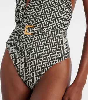 Balmain Belted Halterneck Swimsuit