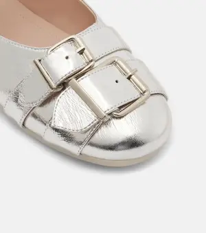 Simone Rocha Buckle Ballerina Grip Leather Ballet Flats