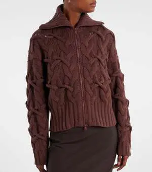 Brunello Cucinelli Cable-knit Cashmere Zip-up Cardigan