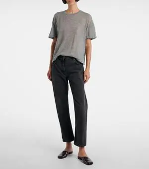 THE ROW Lila Knitted Cashmere Top - Grey