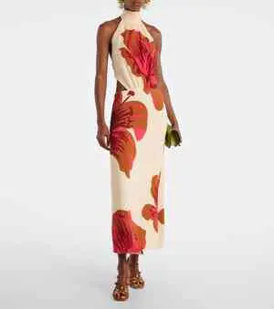 Johanna Ortiz Floral Halterneck Maxi Dress - Multicoloured