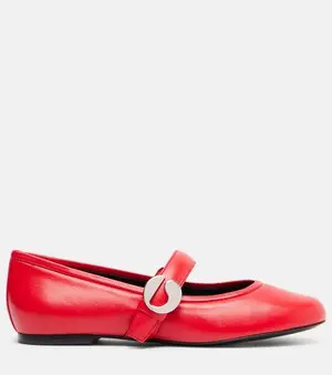 Coperni Leather Mary Jane Flats - Red