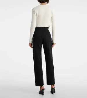 AREA Crystal-embellished Straight Leg Jeans - Black