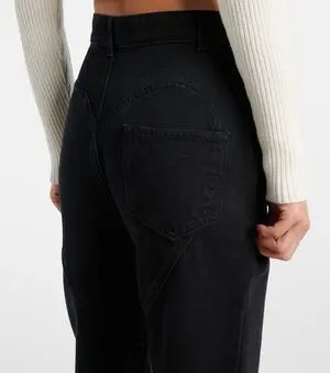 AREA Crystal-embellished Straight Leg Jeans - Black