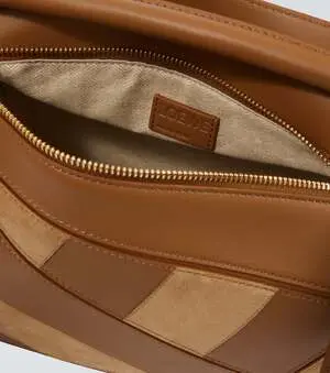 Loewe Puzzle Small Leather And Suede Shoulder Bag - Brown