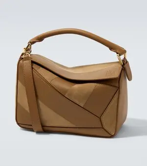Loewe Puzzle Small Leather And Suede Shoulder Bag - Brown