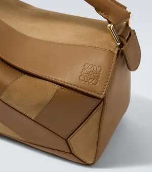 Loewe Puzzle Small Leather And Suede Shoulder Bag - Brown