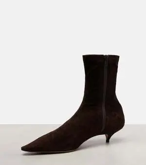THE ROW Liisa 40 Suede Ankle Boots - Brown