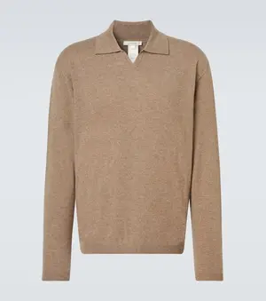 THE ROW Franz Cashmere Polo Sweater - Beige