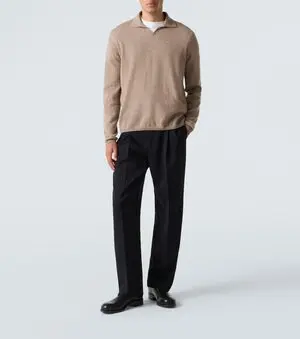 THE ROW Franz Cashmere Polo Sweater - Beige