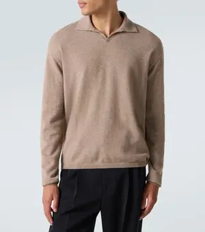 THE ROW Franz Cashmere Polo Sweater - Beige