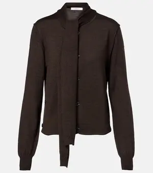 LEMAIRE Twisted Tie-detail Wool-blend Cardigan - Brown