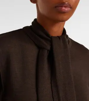 LEMAIRE Twisted Tie-detail Wool-blend Cardigan - Brown