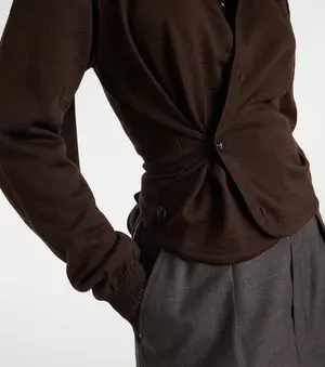 LEMAIRE Twisted Tie-detail Wool-blend Cardigan - Brown