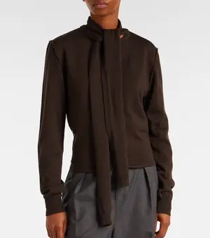 LEMAIRE Twisted Tie-detail Wool-blend Cardigan - Brown