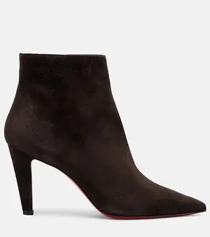 CHRISTIAN LOUBOUTIN Vibella 85 Suede Ankle Boots - Brown
