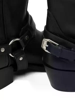 Versace Leather Cowboy Boots - Black