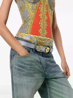 Versace Medusa-head Leather Belt - Grey
