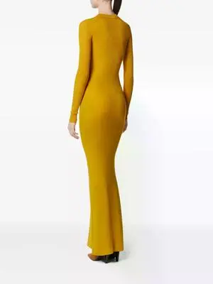 Versace Long-sleeve Ribbed-knit Maxi Dress