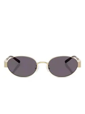 Tory Burch Logo-detail Oval-frame Sunglasses - Gold