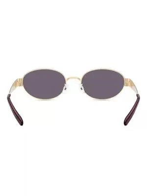 Tory Burch Logo-detail Oval-frame Sunglasses - Gold