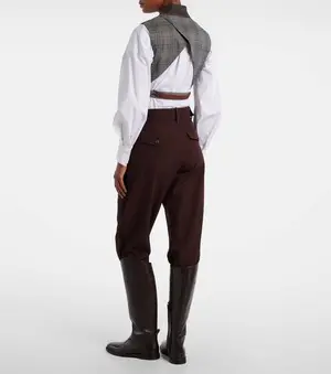 Brunello Cucinelli Belted Checked Virgin Wool Vest