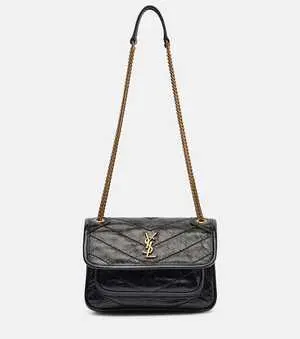 Saint Laurent Niki Mini Leather Crossbody Bag - Black
