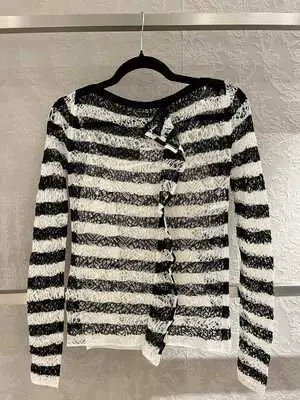 Dior Striped Knit Cardigan - Black And White