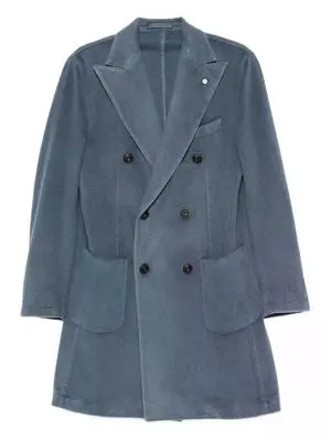 L.B.M. 1911 Double-breasted Coat With Patch Pockets - Blue