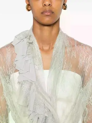 Alberta Ferretti Lace Ruffled Top - Neutrals