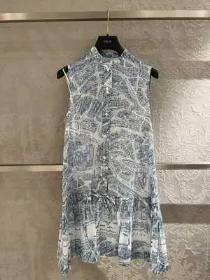 Dior Printed Dress - White And Blue
