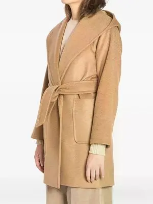 Max Mara Hooded Belted Camel Hair Coat