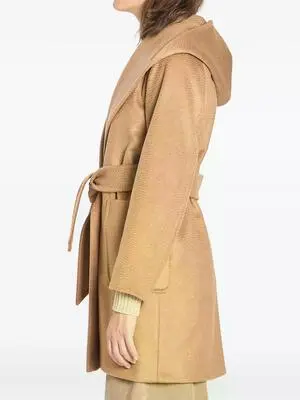 Max Mara Hooded Belted Camel Hair Coat