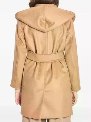 Max Mara Hooded Belted Camel Hair Coat
