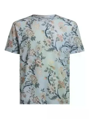 Etro Floral-print T-shirt - Blue
