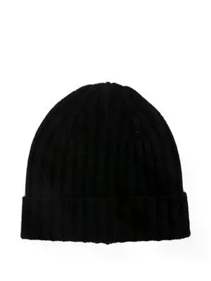 BEYOU Ribbed Knit Cashmere Beanie - Black
