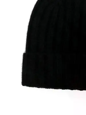 BEYOU Ribbed Knit Cashmere Beanie - Black