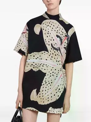 Giambattista Valli Lily-print Poplin Blouse - Black
