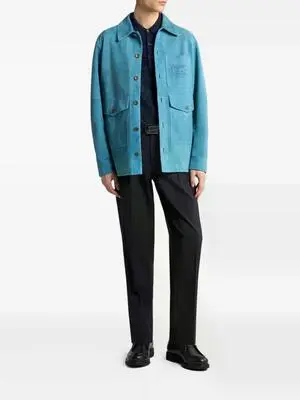 Etro Pegasus-embroidered Suede Shirt Jacket