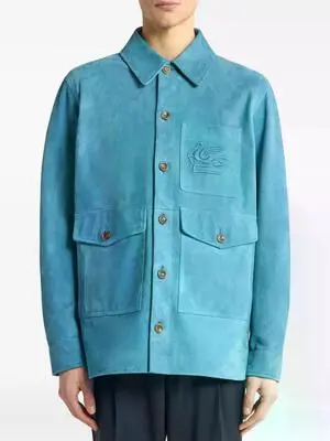 Etro Pegasus-embroidered Suede Shirt Jacket