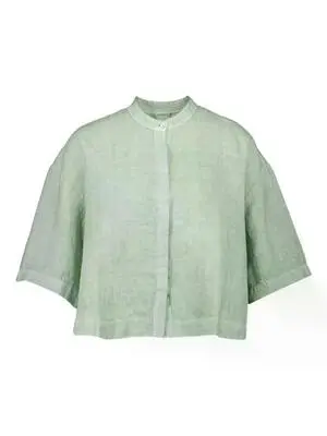 120% Lino Mandarin Collar Tops