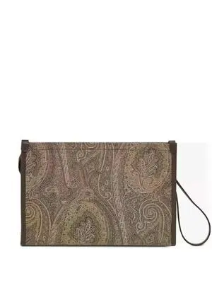 Etro Paisley Pegasus Zip Clutch - Neutrals