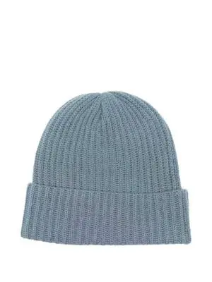 Warm Me Ribbed Cashmere Beanie - Blue