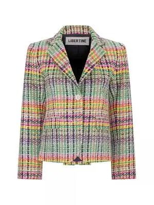 Libertine Spring Time Tweed Embellished Short Jacket - Green
