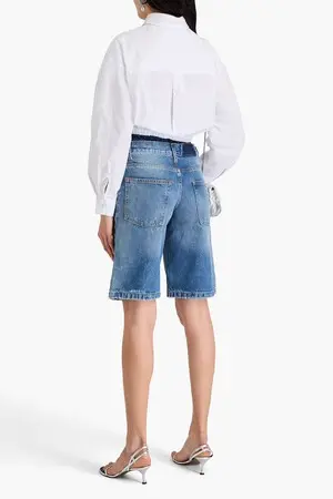 Sandro Layered Crystal-embellished Denim Shorts