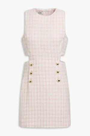 Sandro Cutout Checked Tweed Mini Dress