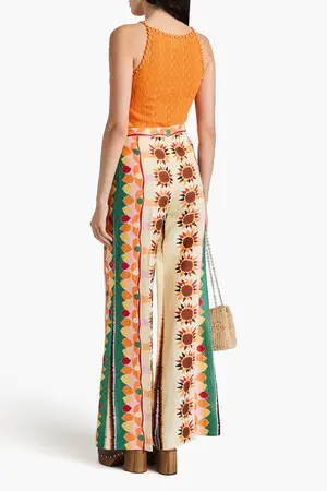 Sandro Printed Wide-leg Pants